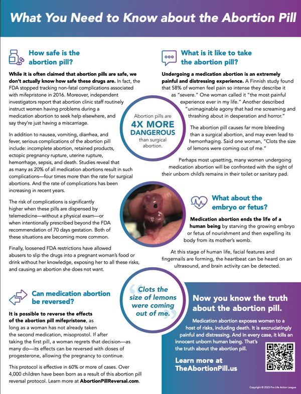 "The Abortion Pill: What You Need to Know" Pamphlet (100 count) – Pro-Life Action Store